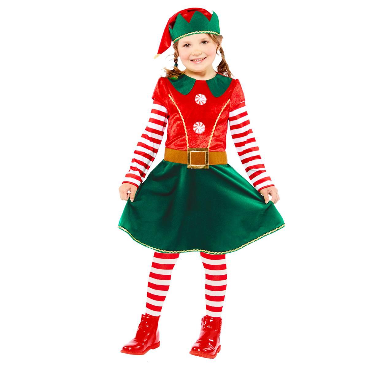 Girl's Christmas Elf Fancy Dress Costume by Amscan Sml-XL 9912313 ...