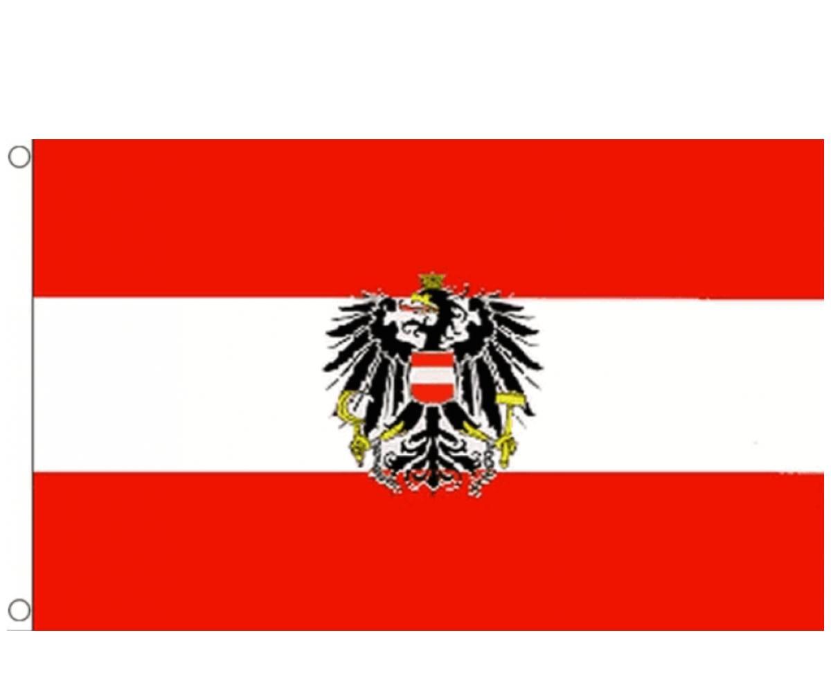Austria National Flag with Crest 5ft x 3ft AUSC01 | Karnival Costumes