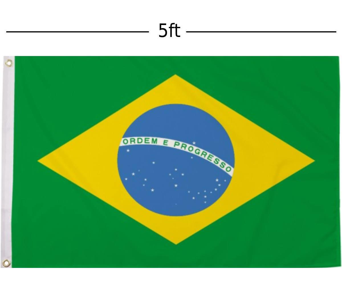 Brazil National Polyester Flag 5ft x 3ft BRAZ01 | Karnival Costumes