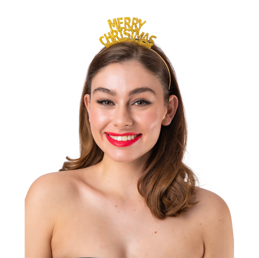 Die Cut Merry Christmas Gold Glittery Headband by Wicked XM-4691 ...