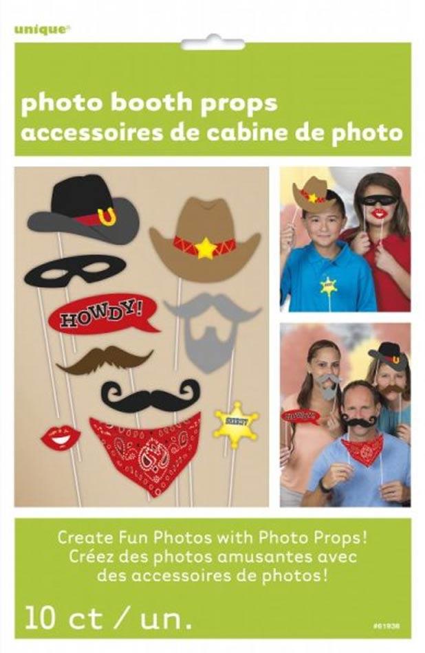 Wild West Photo Booth Kit of 10pcs by Unique 61936 | Karnival Costumes