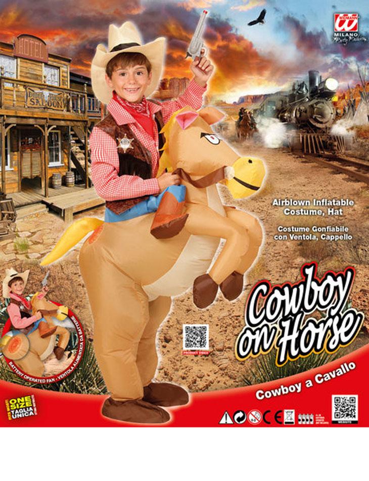 Inflatable Cowboy on Horse Fancy Dress Costume by Widmann 75501 ...