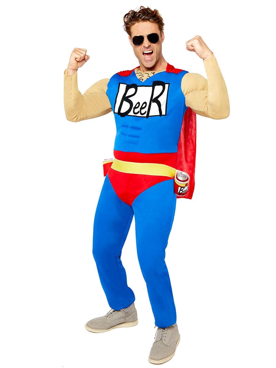 Beer Man Superhero Costume with Muscles and Beer Can Belt by Guirca ...