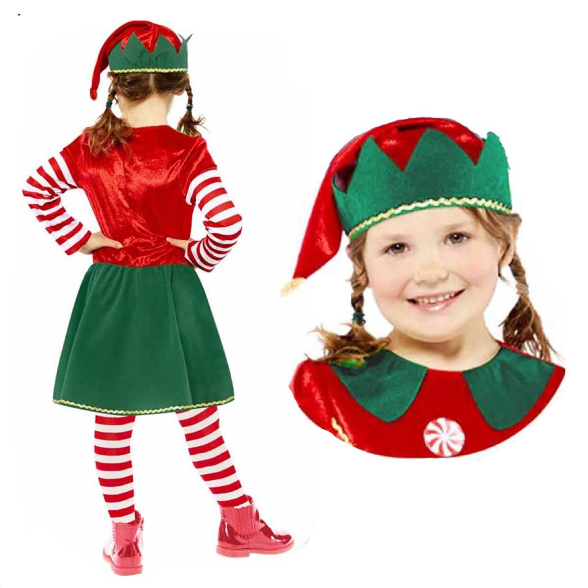 Girl's Christmas Elf Fancy Dress Costume by Amscan Sml-XL 9912313 ...