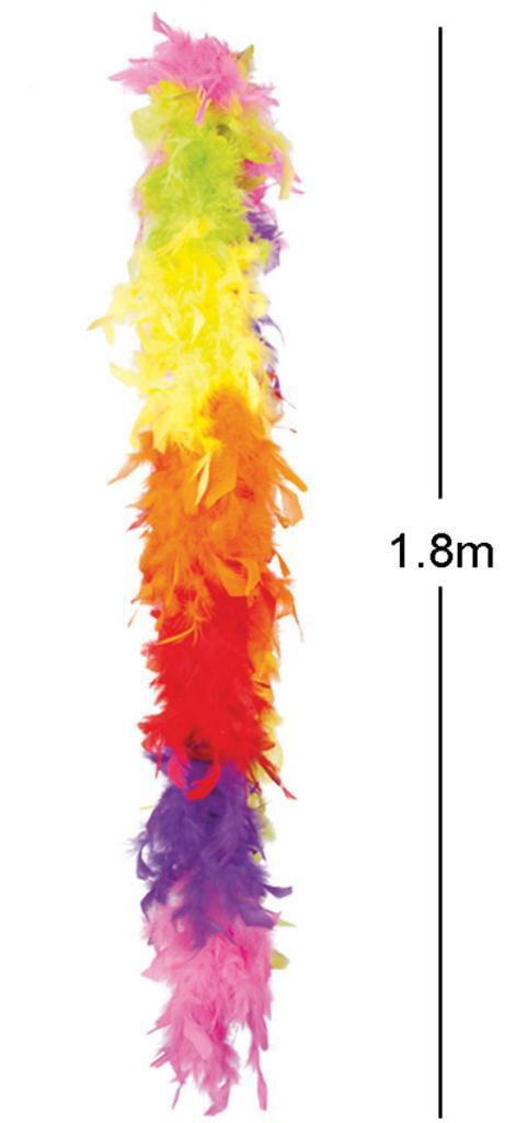 Rainbow Feather Boa measuring 1.8m 52666 | Karnival Costumes UK