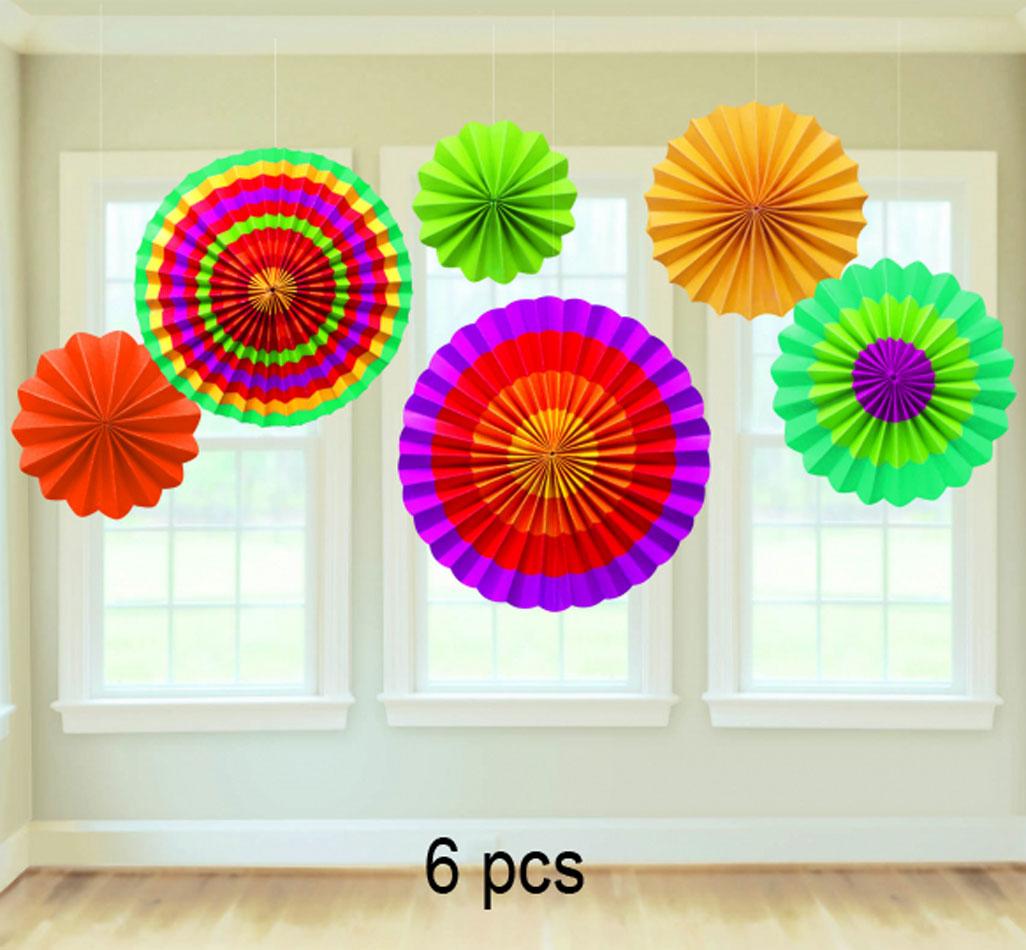 Fiesta Paper Fan Decoration Pack with 6pcs by Amscan 249831 | Karnival ...