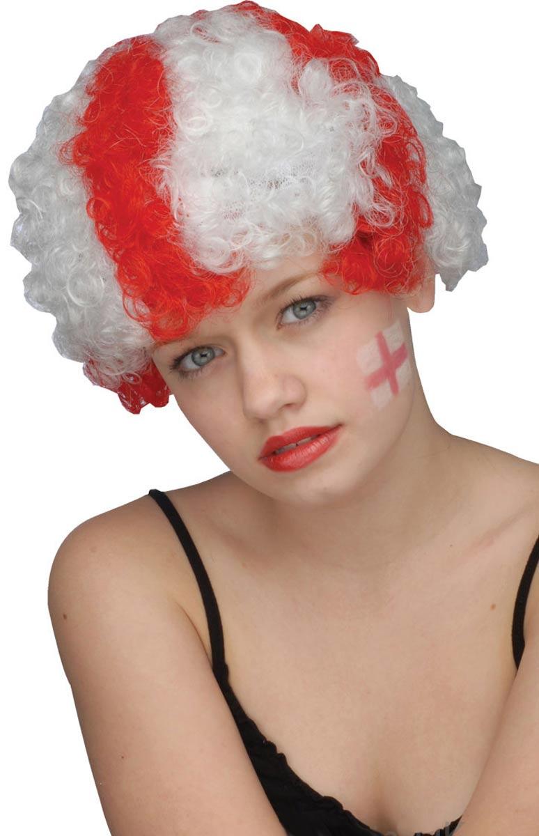 England Supporter's Wig - White with St George Cross