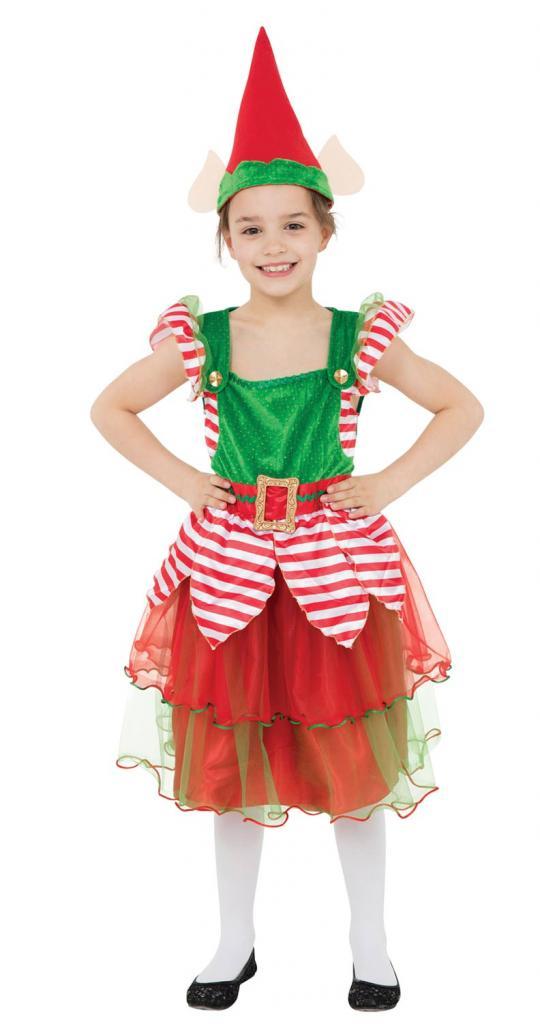 Girl's Christmas Elf Fancy Dress Costume by Amscan Sml-XL 9912313 ...