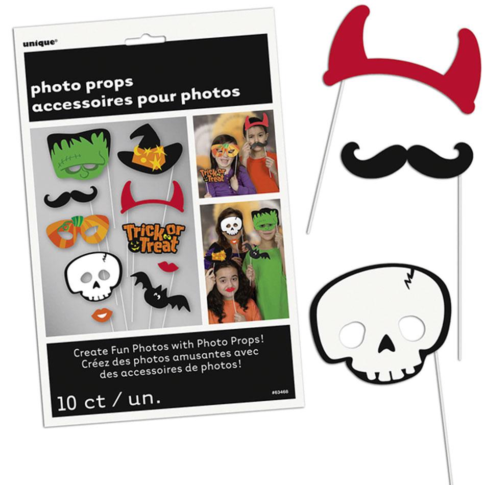 Halloween Photo Booth Kit of 10pcs by Unique 63468 | Karnival Costumes