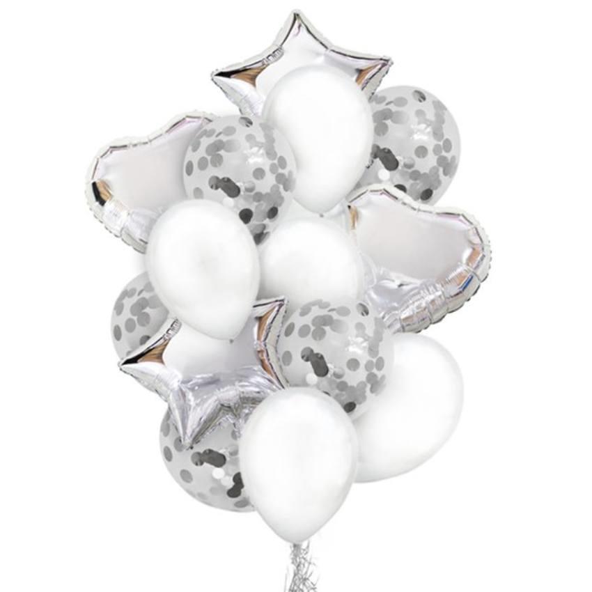 Silver Foil and Latex Balloon Bouquet 28857-SCC | Karnival Costumes