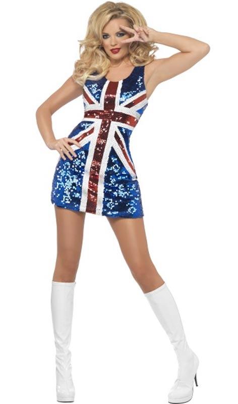 Patriotic Great Britain Union Jack Sparkle Dress by Smiffys 25001 ...