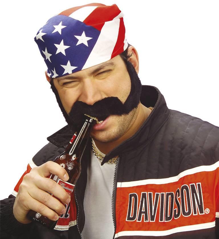 Self-Adhesive Biker Fake Sideburns and Moustache set by Widmann 2607B ...