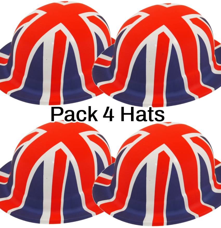 Pk4 Adult Union Jack Great Britain Bowler Hats by Henbrandt H23002 ...