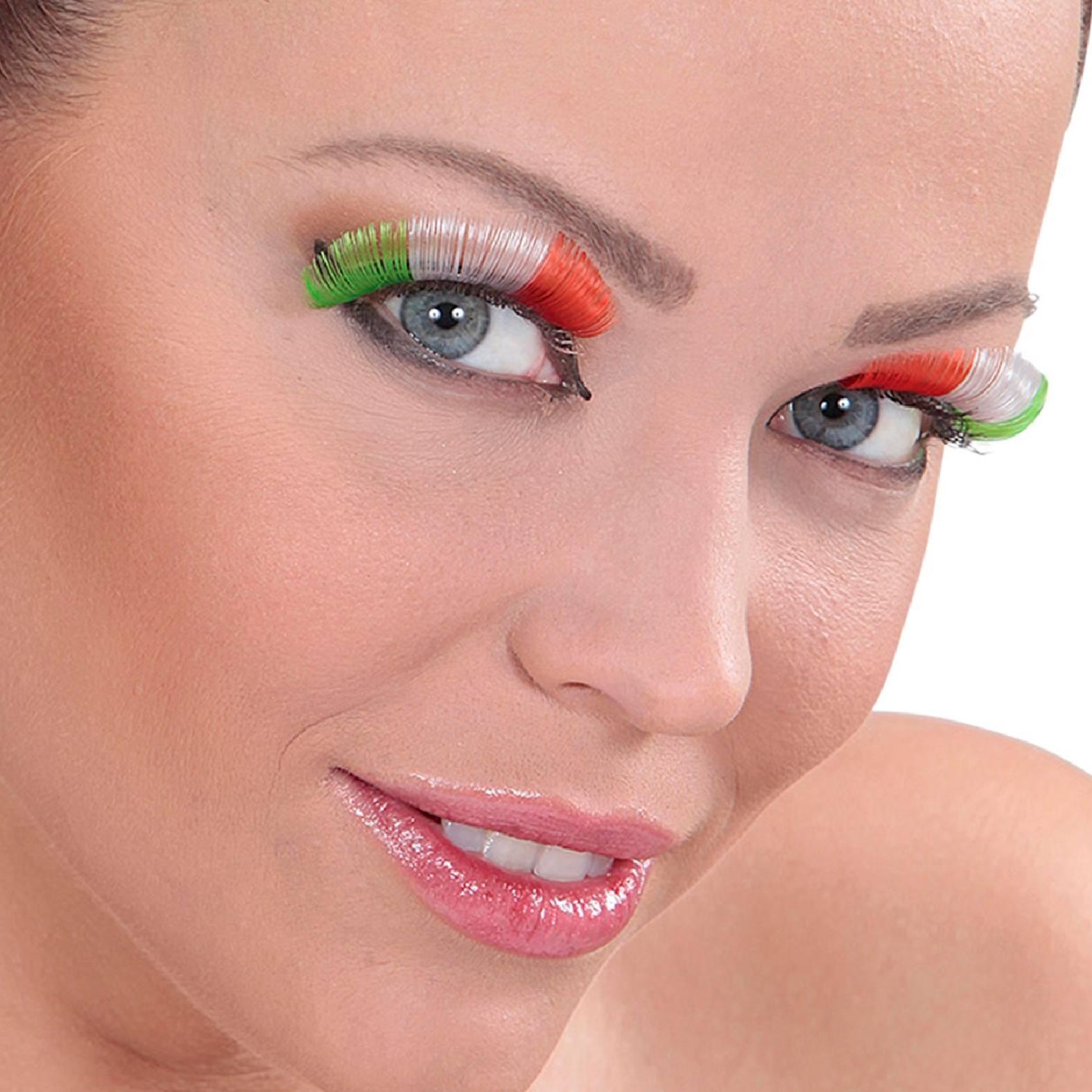 Italian Flag False Eyelashes by Widmann 9843Y | Karnival Costumes