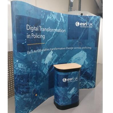 Digital Transformation in Policing Curved Banner with Podium