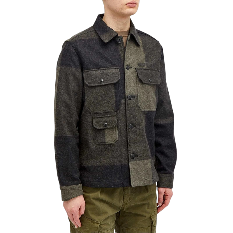 Belstaff Forge Wool Blend Overshirt Shackett Olive/Charcoal