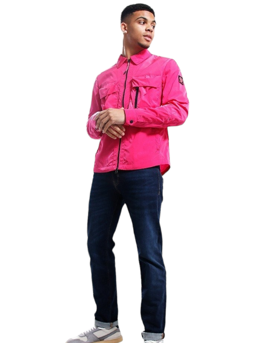 Belstaff Fuschia Pink Rift Shimmer Shell Overshirt Shackett