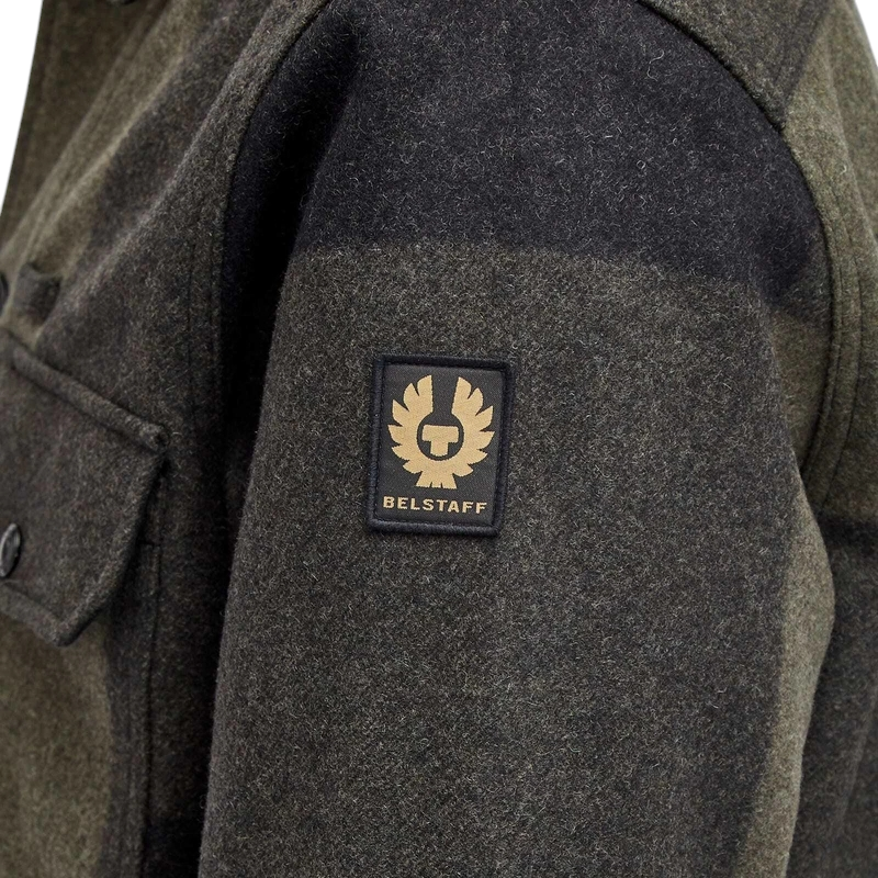 Belstaff Forge Wool Blend Overshirt Shackett Olive/Charcoal
