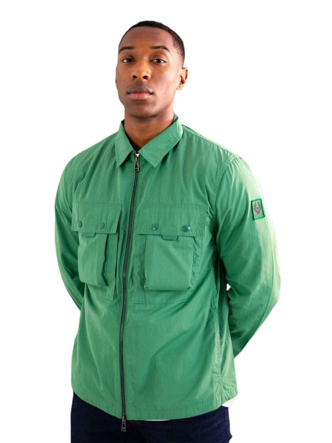 Belstaff Tactical Graph Green Crinkle Overshirt Shackett Jacket