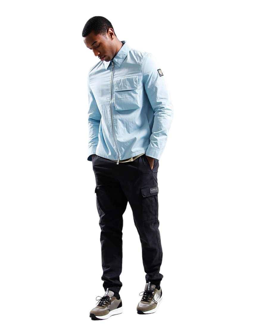 Belstaff Skyline Blue Runner Cotton Blend Overshirt Shackett