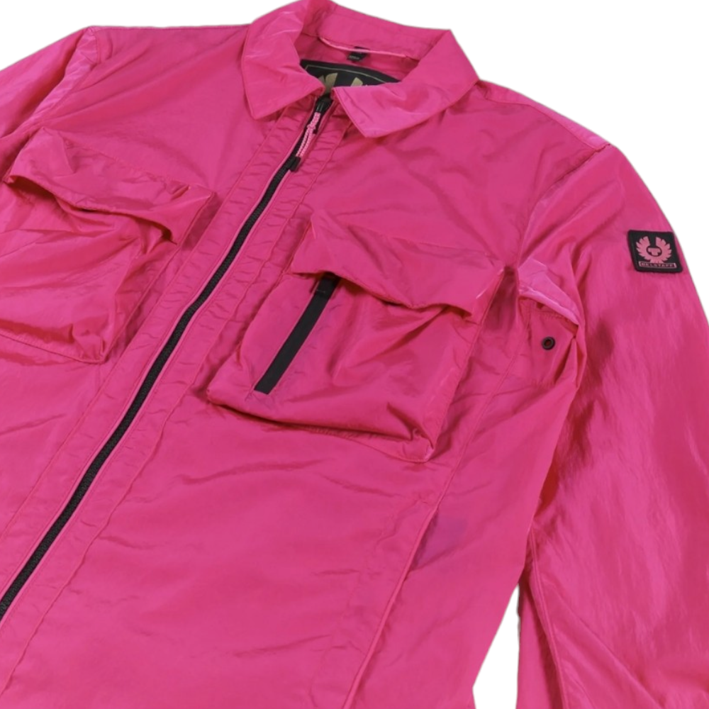 Belstaff Fuschia Pink Rift Shimmer Shell Overshirt Shackett