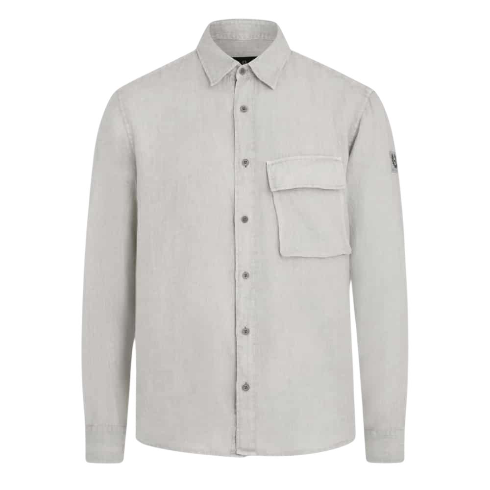 Belstaff Scale Garment Dyed Cloud Grey Cotton Linen Shirt