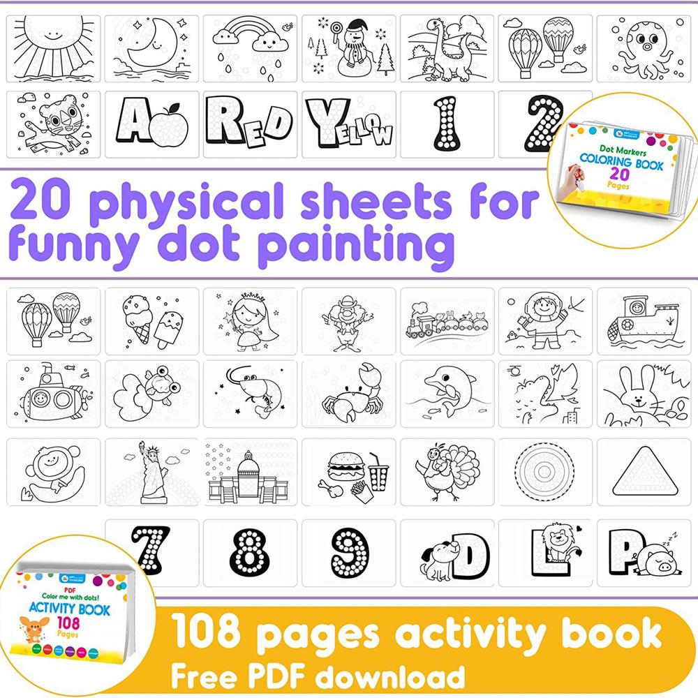 Jar Meló Dot Painting Set with 12 Colours and 30 Paper Sheets for Ages 3+