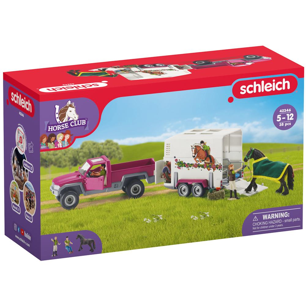 Schleich Horse Club Pickup Truck with Horse Box and Figures Playset 42346