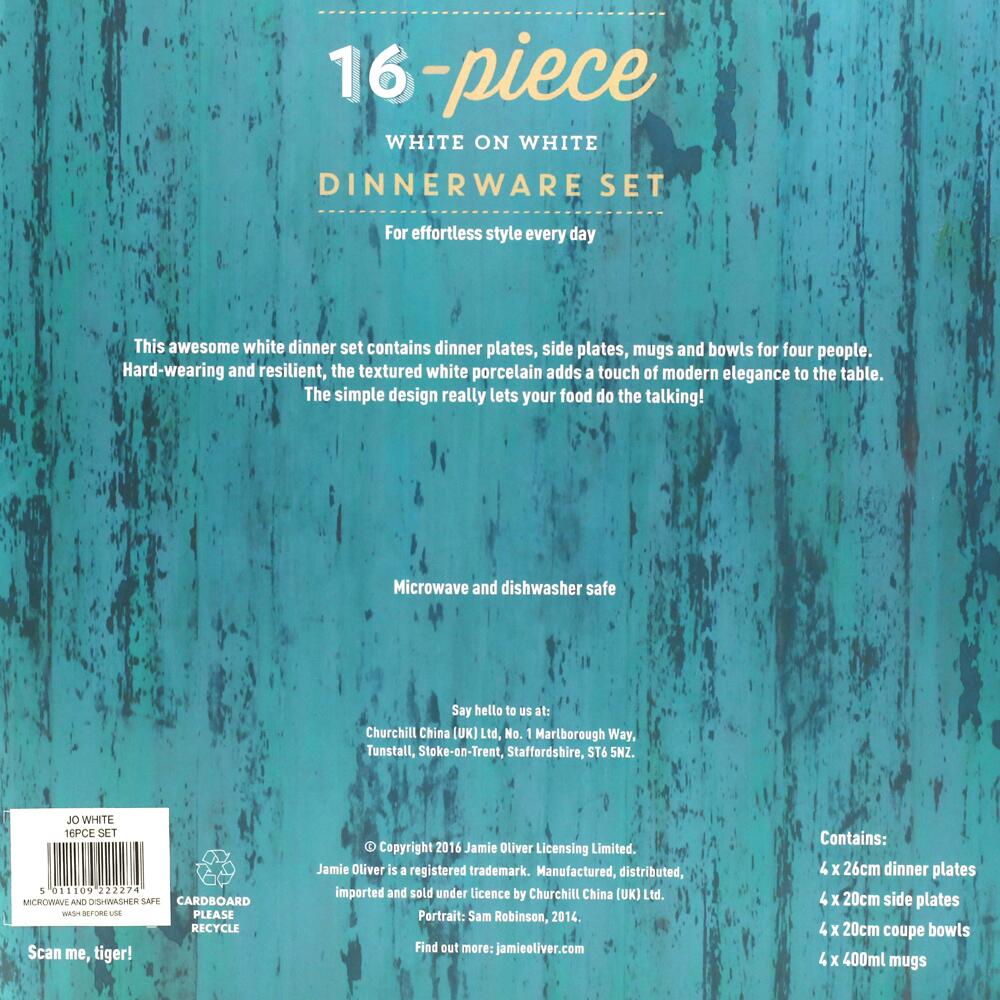 Jamie Oliver White on White 16 Piece Dinnerware Set Plates, Mugs ...