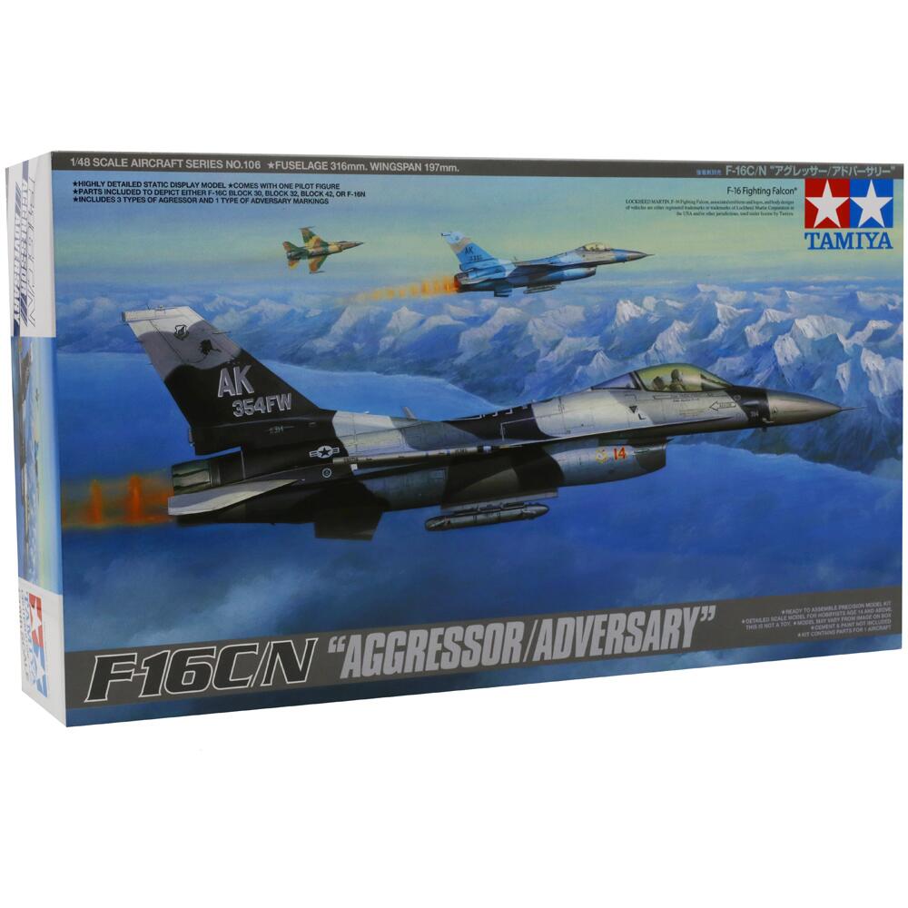 Tamiya F-16 C/N Aggressor/Adversary Military Aircraft Model Kit 61106 Scale 1/48