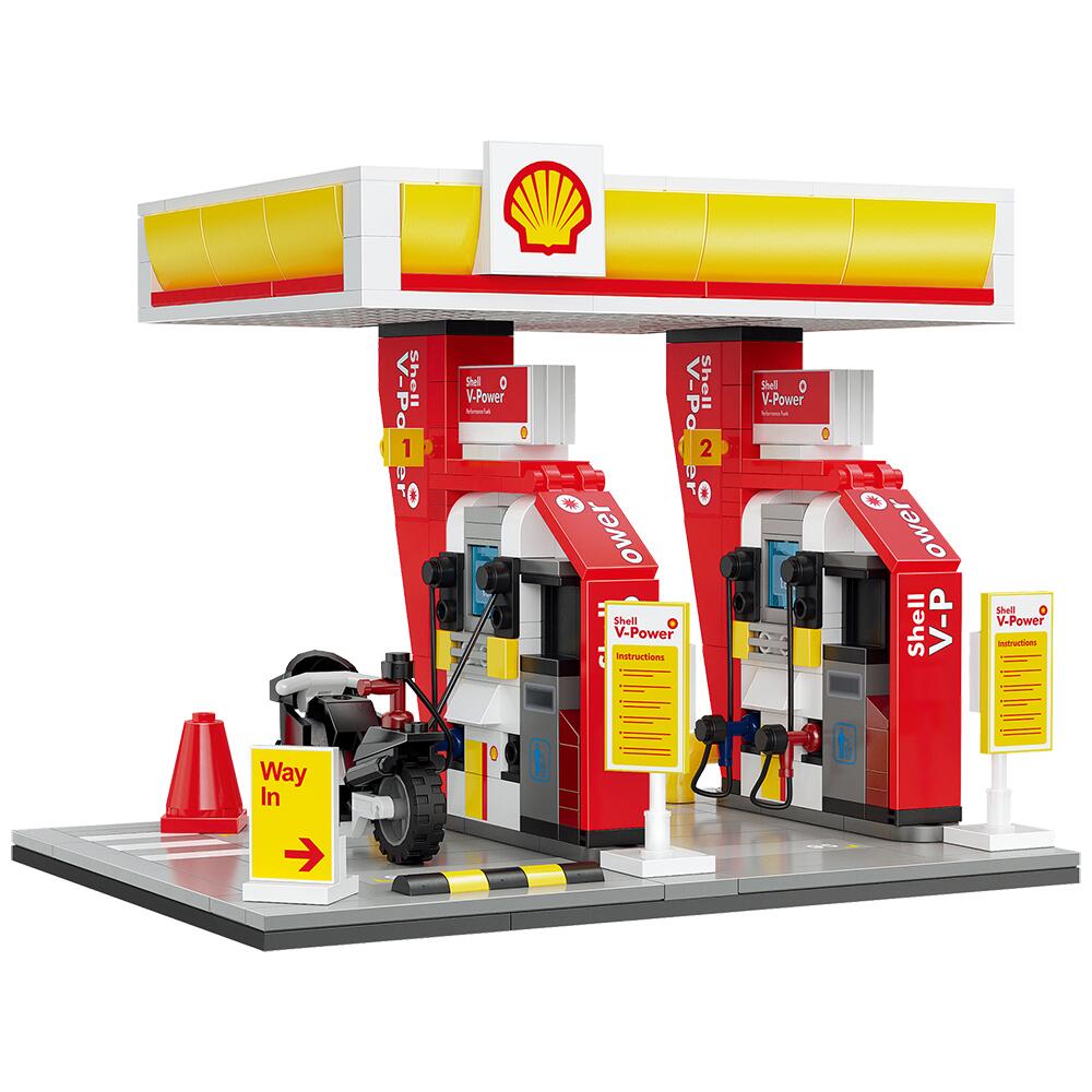 CaDA Shell Petrol Station Brick Building Construction Set
