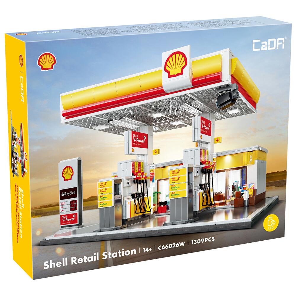 CaDA Shell Retail Petrol Station Brick Construction Large 1309 Piece Set