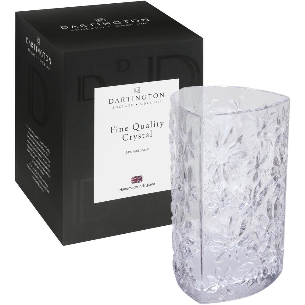 Dartington Crystal Botanical Triangular Vase Clear