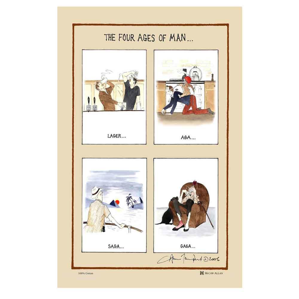 McCaw Allan Tottering The Four Ages of Man COTTON Tea Towel