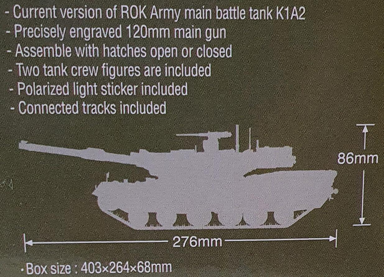 Academy R.O.K Army M.B.T K1A2 Tank Model Kit (Scale 1:35)