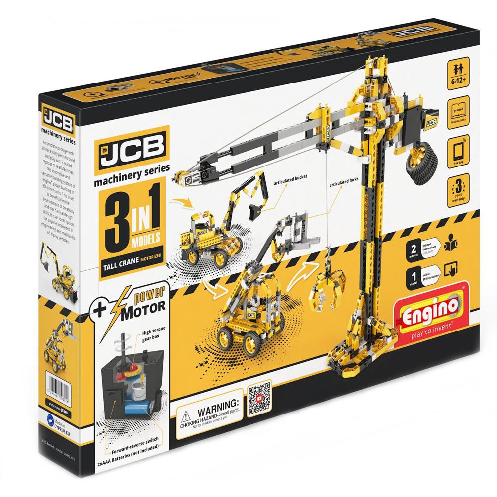 Engino JCB Motorized Tall CRANE 3 in 1 Models Set