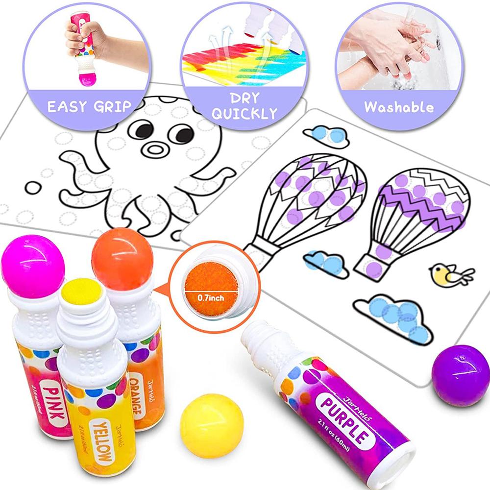 Jar Meló Dot Painting Set with 12 Colours and 30 Paper Sheets for Ages 3+