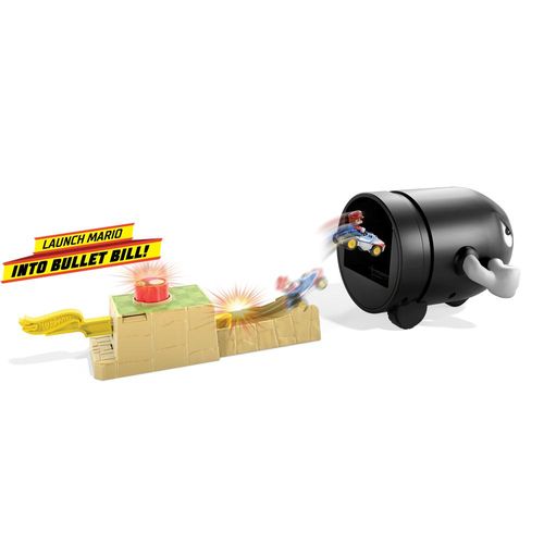 Hot Wheels Mario Kart Bullet Bill Launcher Playset with Sneeker Vehicle