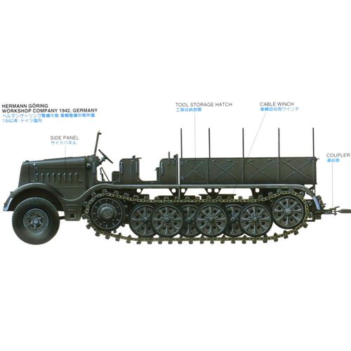 Tamiya German FAMO & Sd.Ah.116 Half-Track+ Tank Transporter Model Kit ...