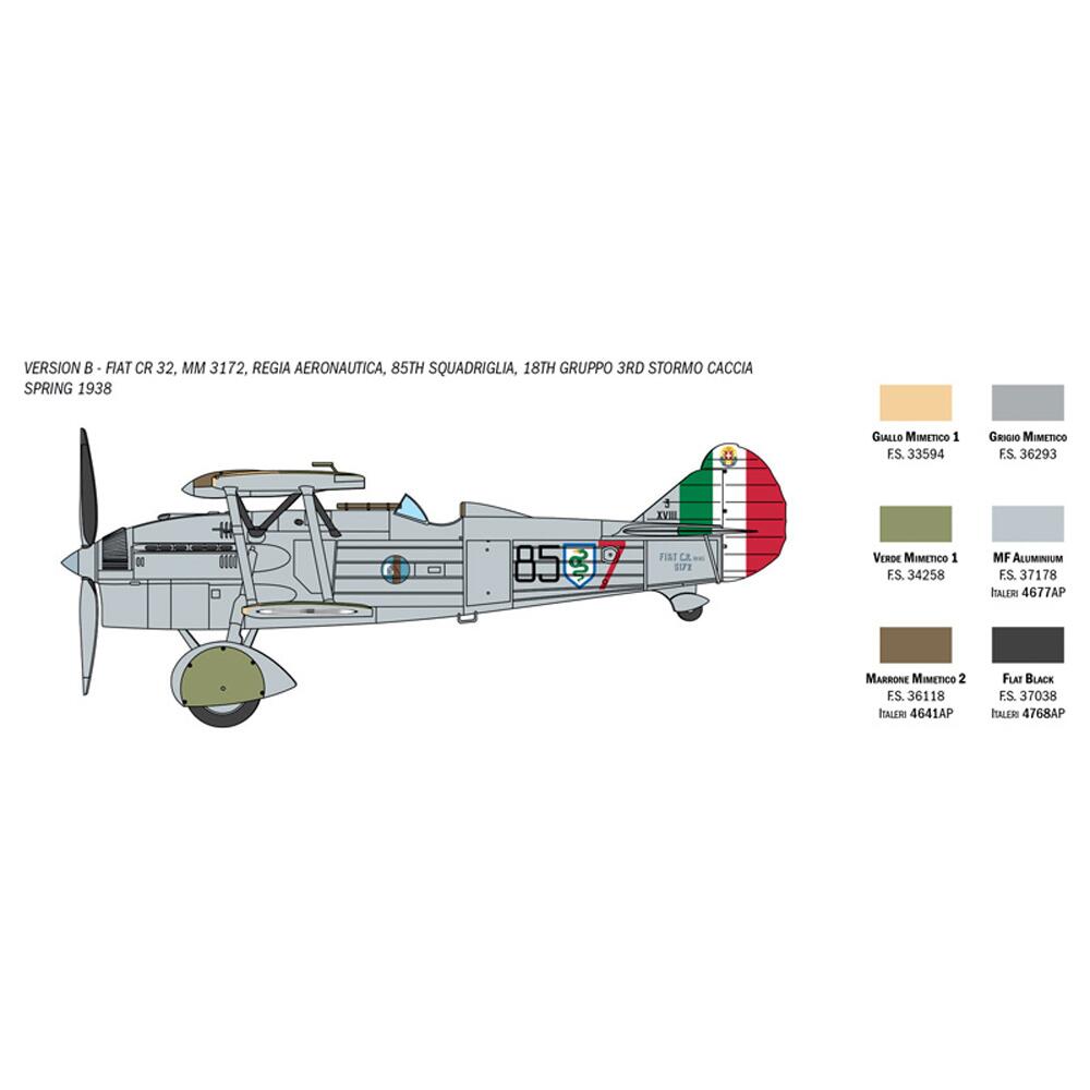 Italeri FIAT CR.32 Freccia Plane Italian Military Aircraft Model Kit ...