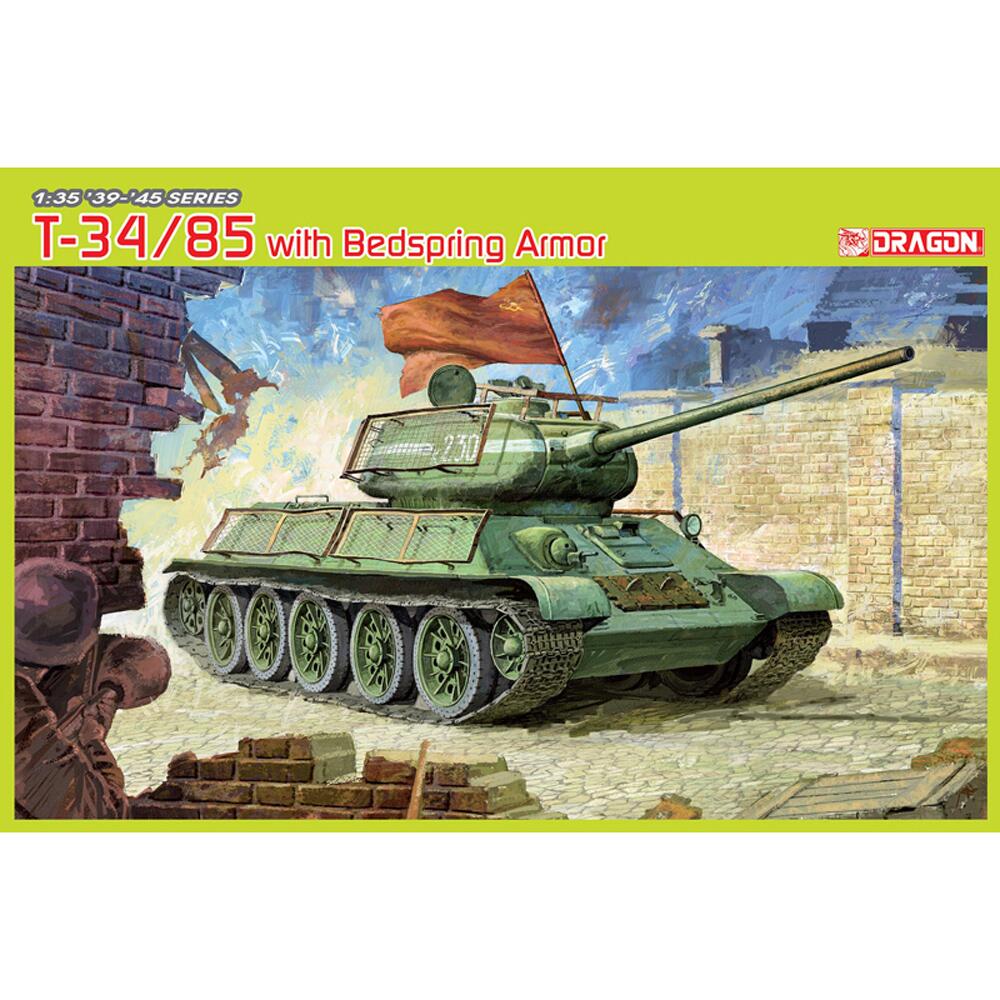 Dragon T34/85 with Bedspring Armour Tank Model Kit 1:35 Scale