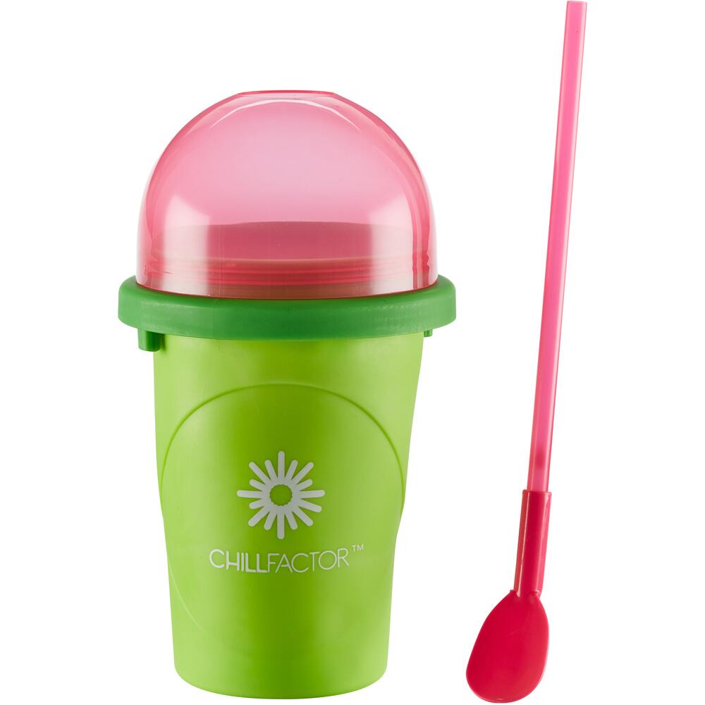 Chillfactor Slushy Maker Cup with Reusable Straw WATERMELON CRUSH GREEN
