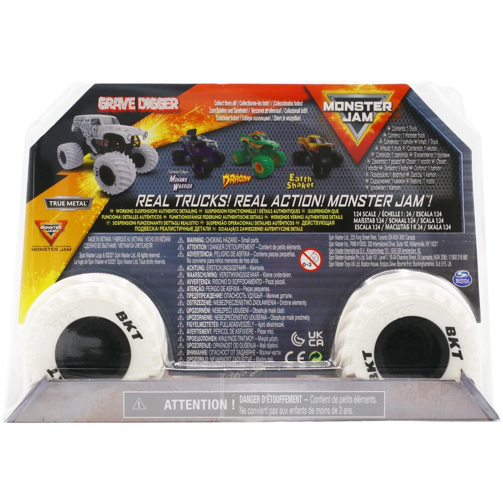 Monster Jam Die Cast Model True Metal Truck GRAVE DIGGER WHITE 1/24