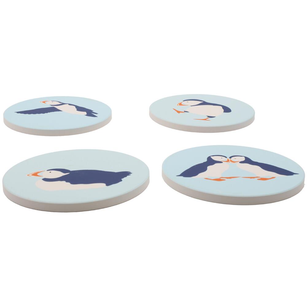 RSPB Puffin Cork Backed Ceramic Round Coasters Set of 4