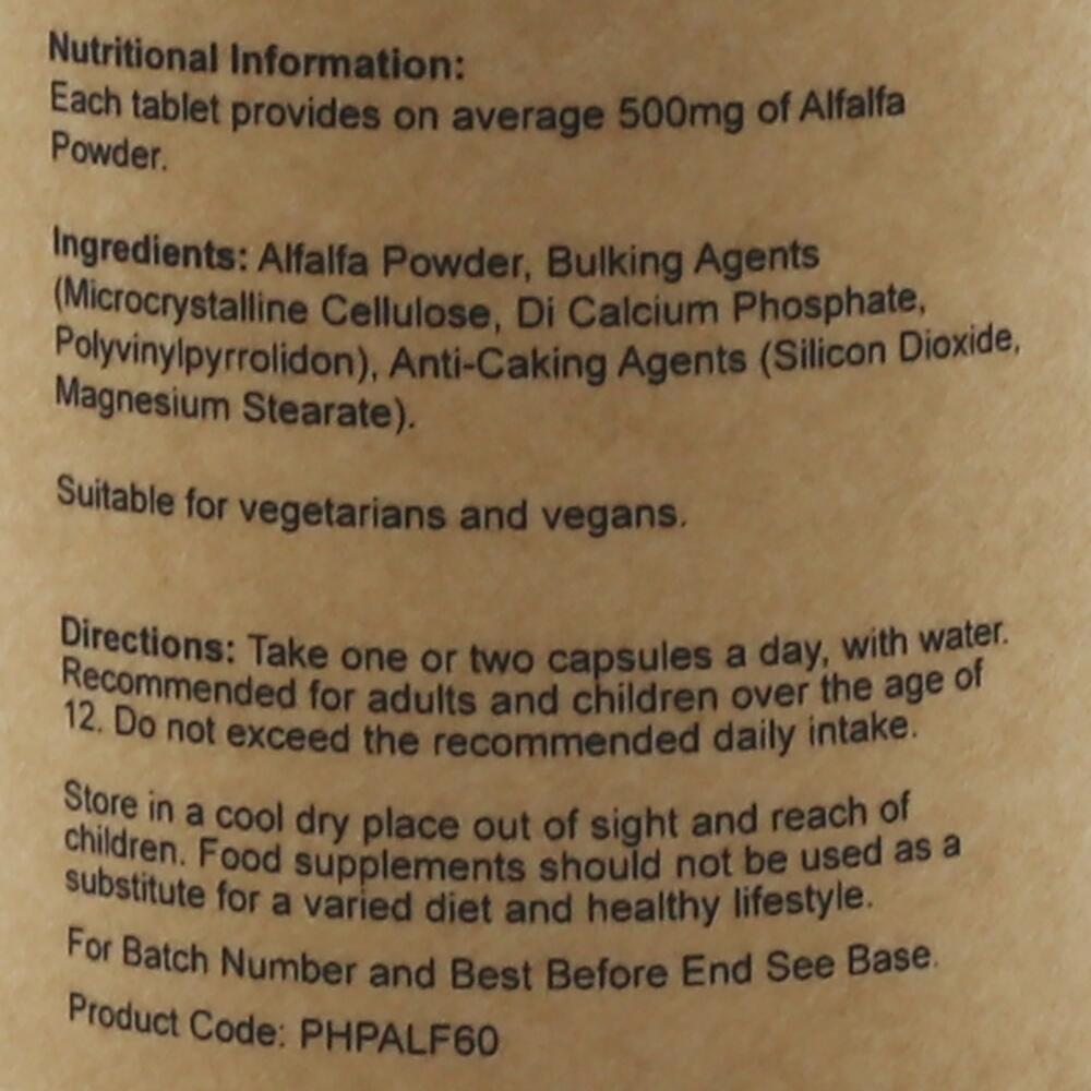 Power Health Alfalfa 500mg 60 CAPSULES ECO Packaging