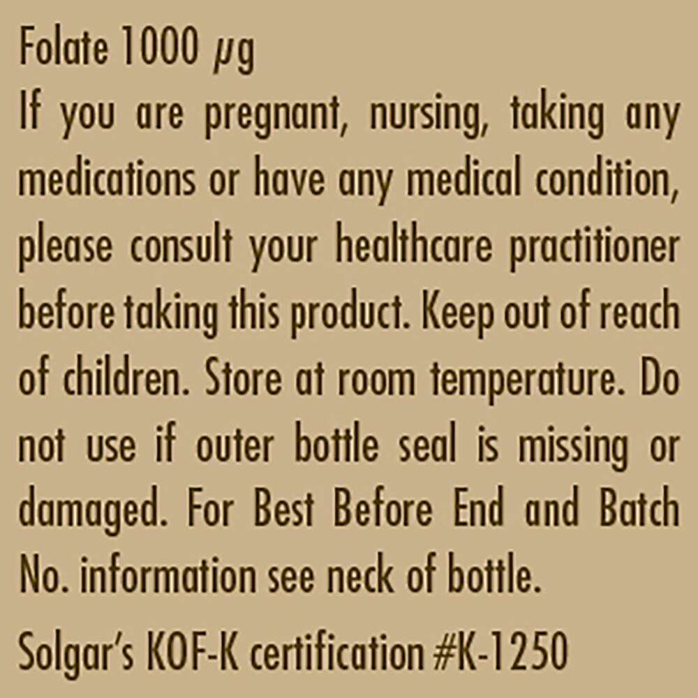Solgar Folate 1000µg 60 Tablets