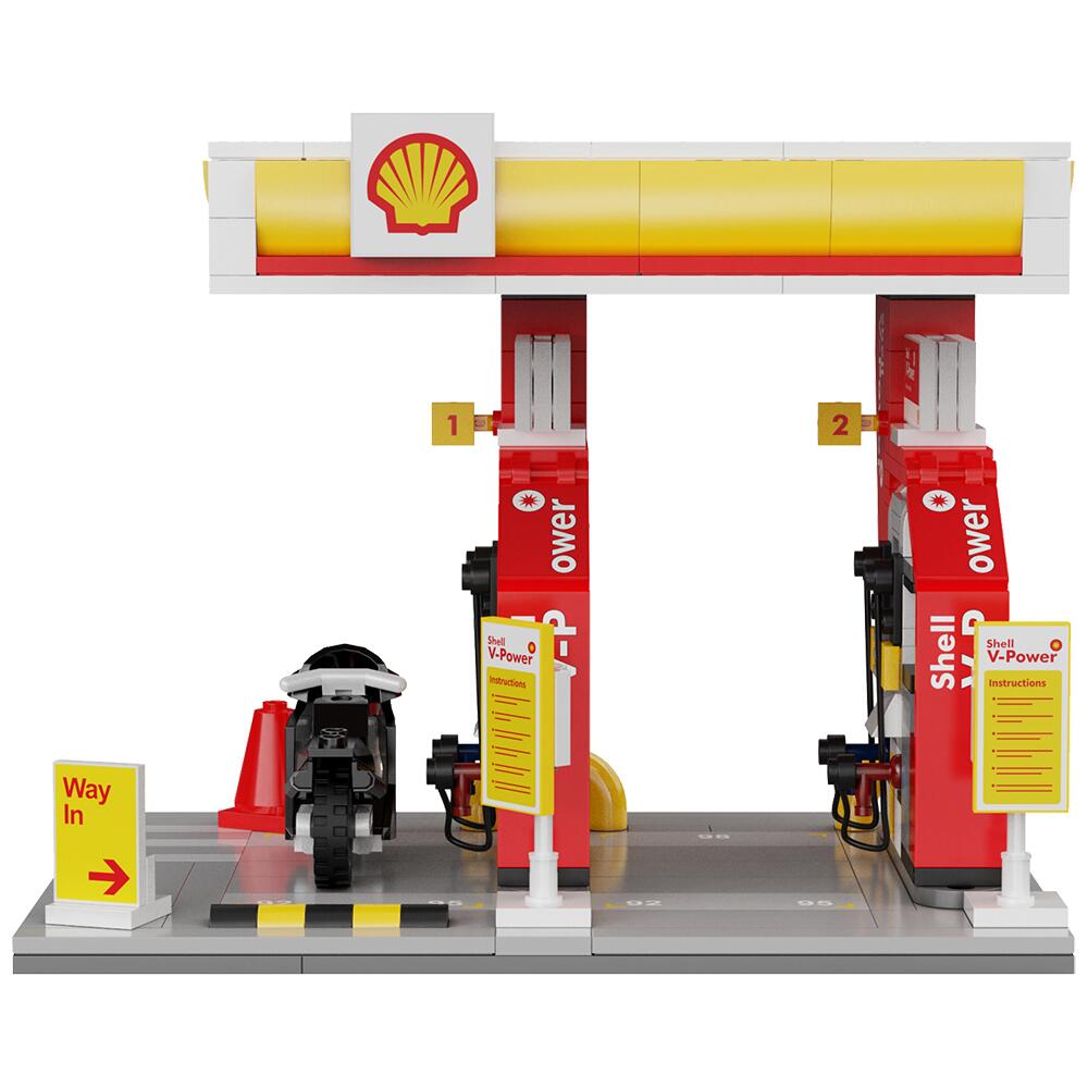 CaDA Shell Petrol Station Brick Building Construction Set