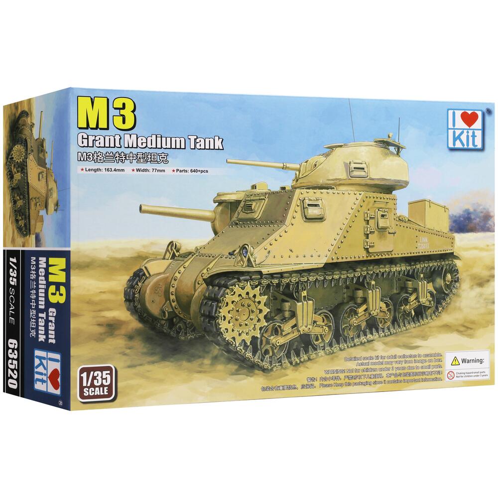 I Love Kit M3 Grant Medium Tank Military Model Kit Scale 1:35