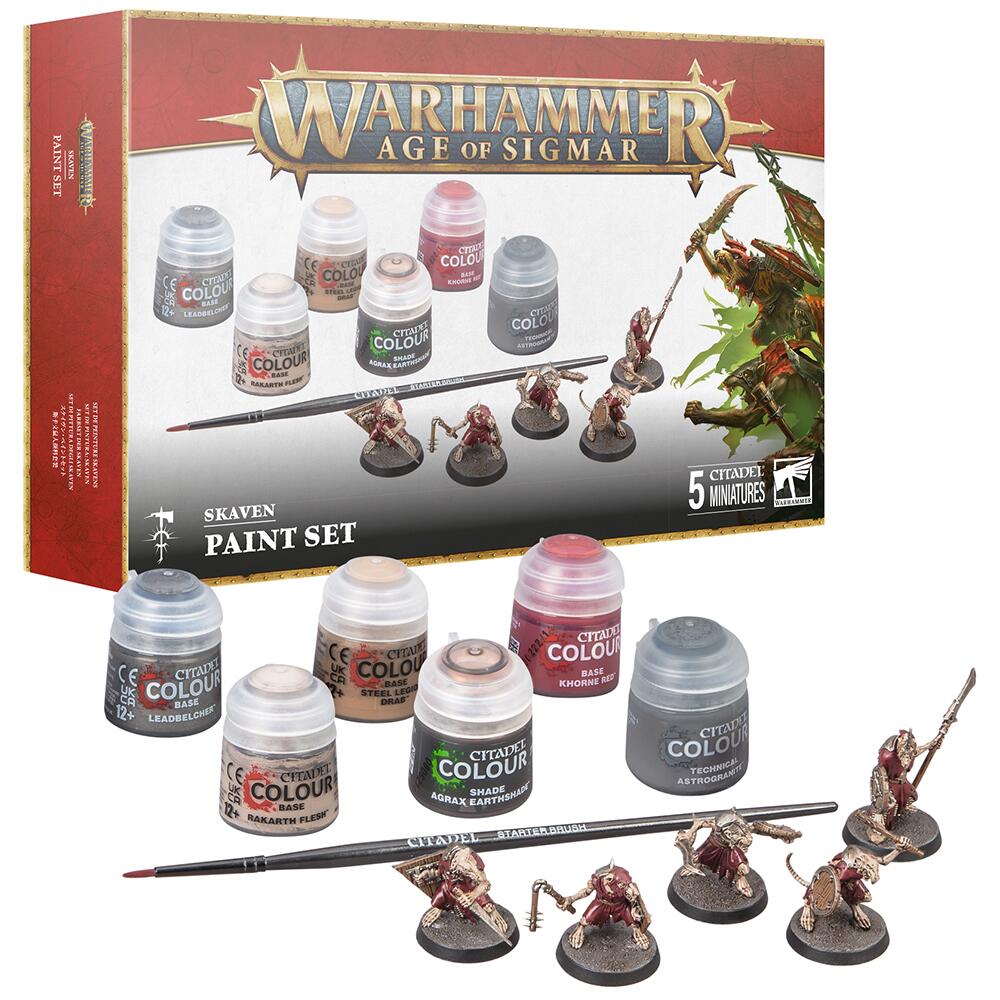 Warhammer Age of Sigmar Skaven Clanrat Miniatures with Paint Set