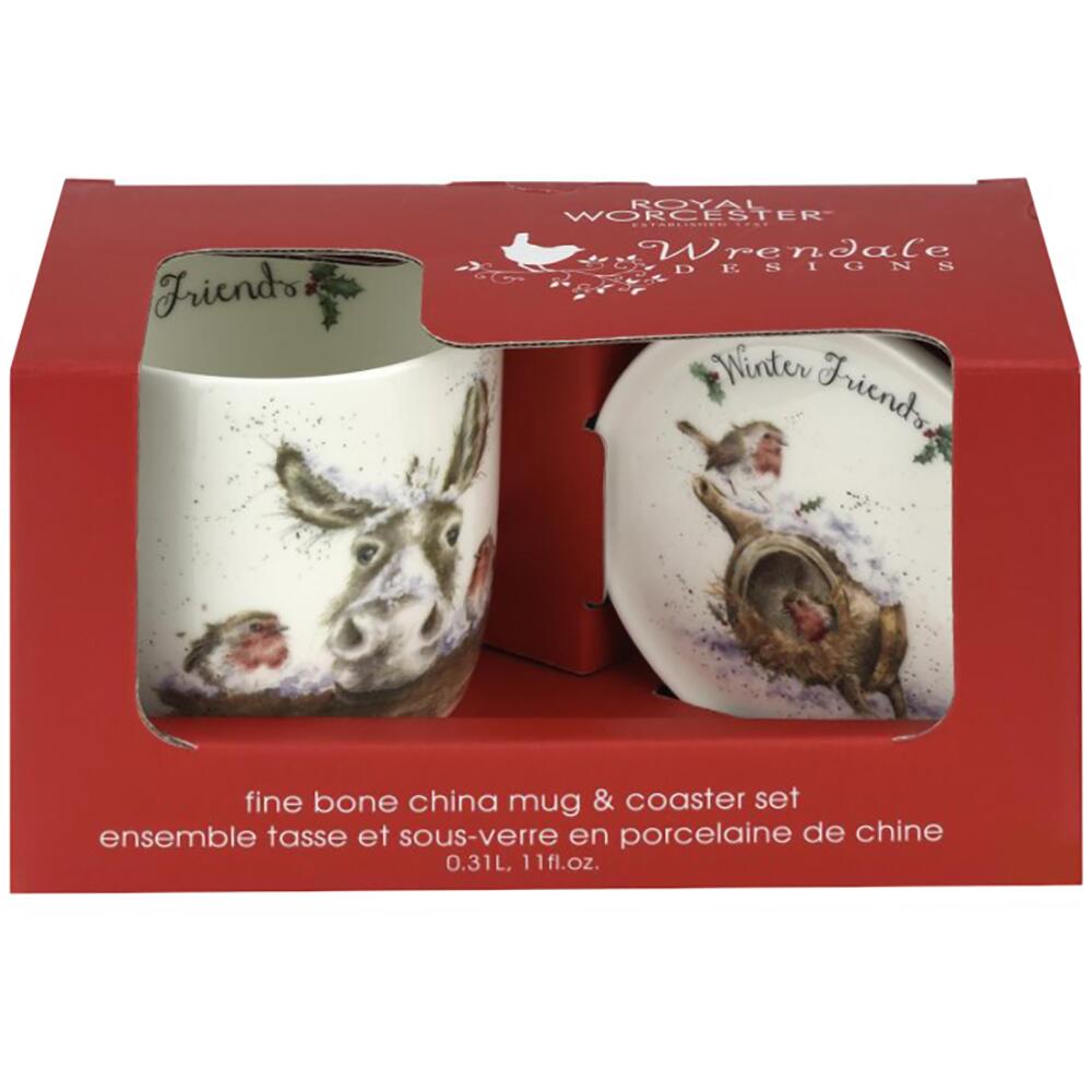 Royal Worcester Wrendale Designs Winter Friends Mug & Coaster Set